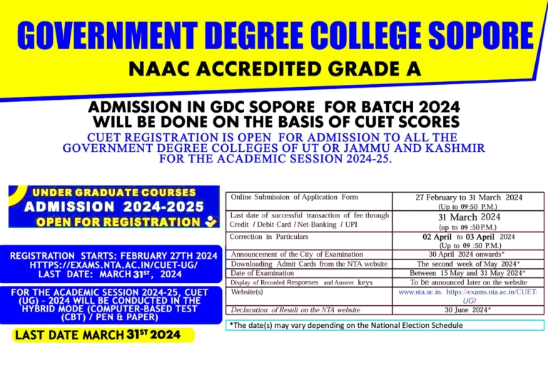 Welcome to Govt Degree College Sopore Kashmir - NAAC Accredited Grade A