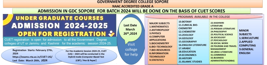 Welcome to Govt Degree College Sopore Kashmir - NAAC Accredited Grade A